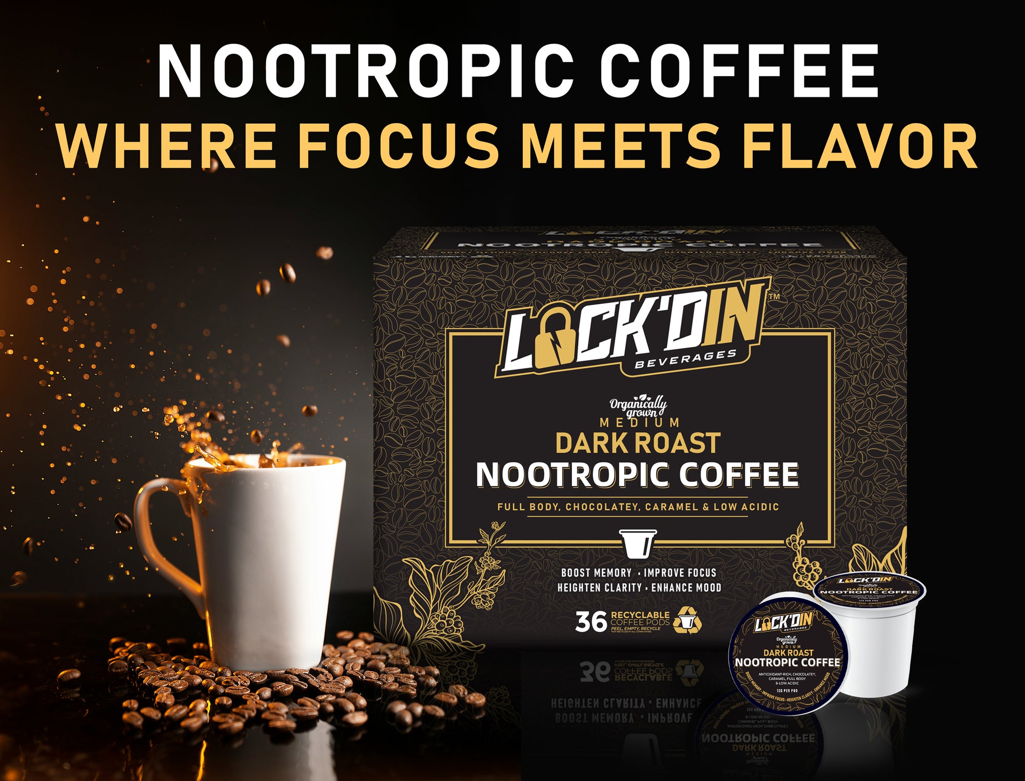 LOCK'DIN™️ | Hydrogen & Alkaline Waters, Nootropic Drinks and Coffee
